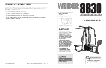 Weider WESY8630 8630 SYSTEM User Manual | Manualzz