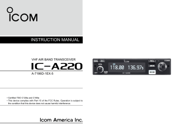 Icom IC-A220 (TSO) Instruction Manual | Manualzz
