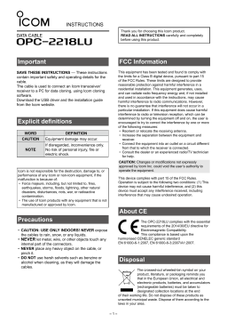 ICOM OPC-2218LU - installation Guide, Instructions, User manual