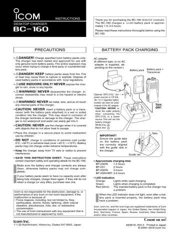 Icom BC-160 Instruction | Manualzz