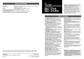 Icom BC-214 Instruction | Manualzz