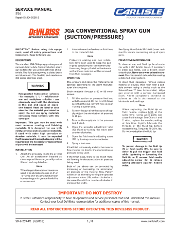 DeVilbiss JGA & JGHV Spray Gun Series Service Manual | Manualzz