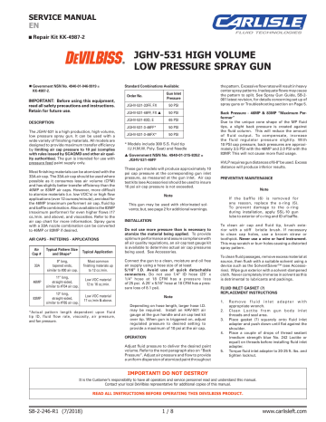 DeVilbiss JGA & JGHV Spray Gun Series Owner's Manual | Manualzz