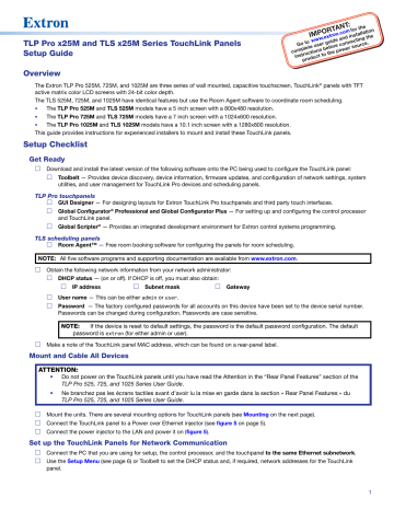 Extron TLS 725M Setup Guide | Manualzz