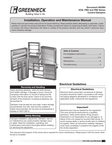 Greenheck 463384 VCD Installation and Operation Manual | Manualzz