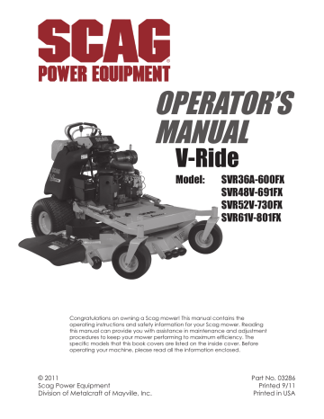 Scag Power Equipment V-Ride Operator`s manual | Manualzz