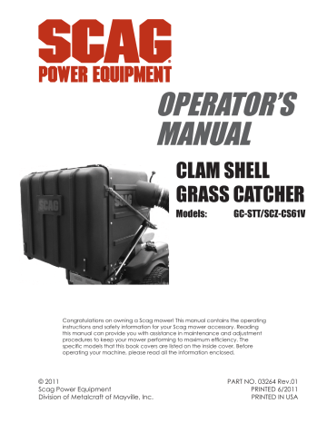 Scag Power Equipment GC-STT-CS61V (Clam Shell catcher) Grass Collection ...