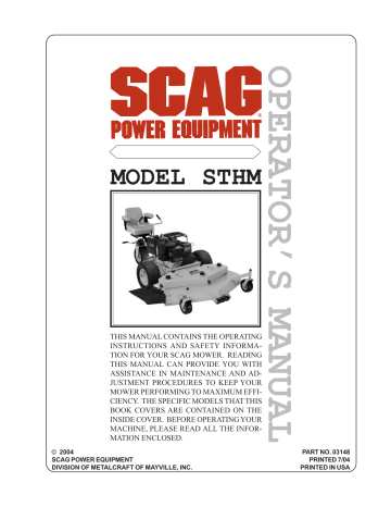 Scag Power Equipment STHM Three-Wheel Rider User Manual | Manualzz