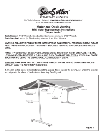 SunSetter Oasis Replacement Instructions Manual | Manualzz