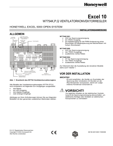 Honeywell EXCEL 5000 Installationsanweisung | Manualzz