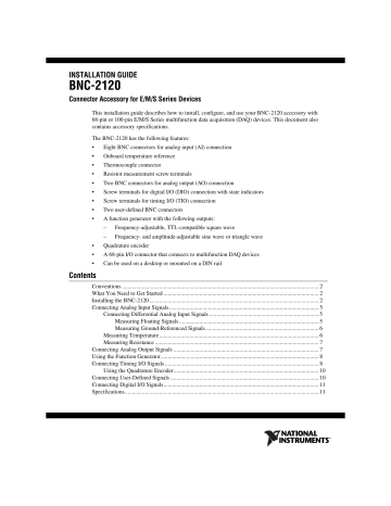 National Instruments BNC-2120 Installation Manual | Manualzz