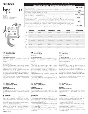 Bpt OH/RS422 Installationsanleitung | Manualzz