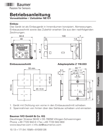 Baumer NE131 Betriebsanleitung | Manualzz