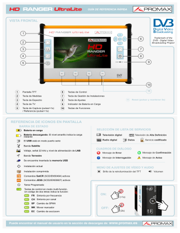 Promax HD RANGER UltraLite Guia de referencia | Manualzz