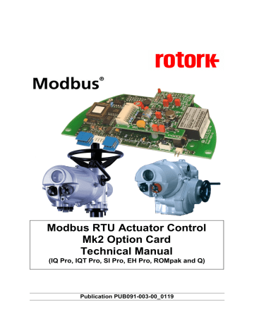 rotork Modbus EH Pro, Modbus IQ Pro Technical Manual | Manualzz