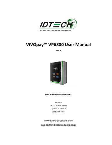 ID Tech ViVOpay VP6800 User Manual | Manualzz
