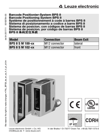 Leuze BPS 8 S M 100-xx, BPS 8 S M 102-xx Anleitung | Manualzz