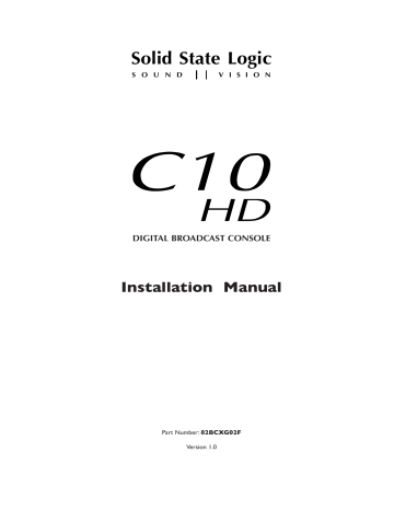 Solid State Logic C10 HD Installation Manual | Manualzz