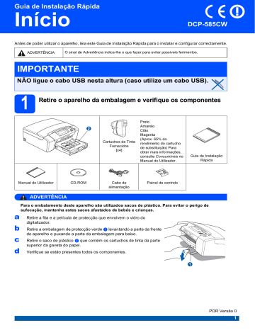 Brother DCP-585CW Inkjet Printer Guia de instalação rápida | Manualzz