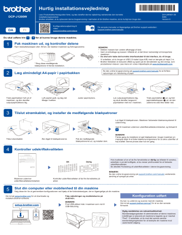 Brother MFC-J1215W Inkjet Printer Quick setup guide | Manualzz
