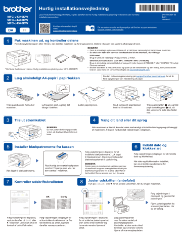 Brother MFC-J4535DW Inkjet Printer Quick setup guide | Manualzz