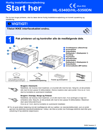 Brother HL-5340D Monochrome Laser Printer Quick setup guide | Manualzz
