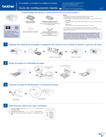 Brother HL-L2325DW Monochrome Laser Printer guía de instalación rápida ...