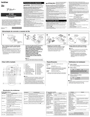 Brother PT-E100 P-touch Manual do usuário | Manualzz