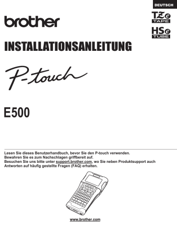 Brother PT-E500 P-touch Kurzanleitung zur Einrichtung | Manualzz