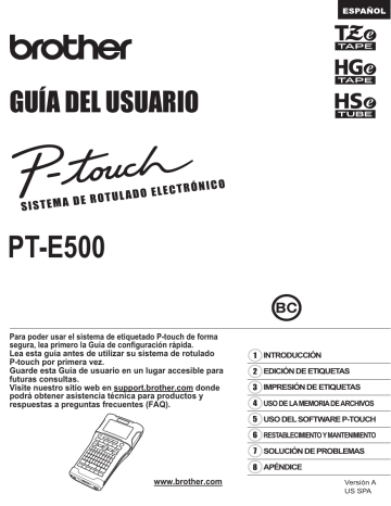 Brother PT-E500 P-touch Manual de usuario | Manualzz