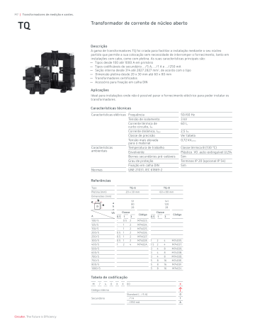 Circutor TQ Split core current transformer Fiche technique | Manualzz
