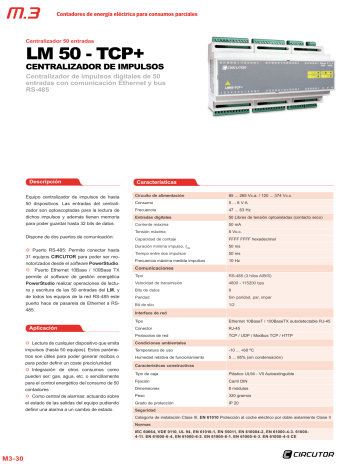 Circutor M31566. Impulse centralizing unit Ficha de datos | Manualzz