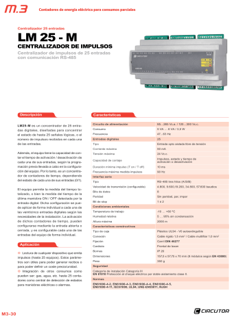 Circutor M31567. Impulse centraliser 25 input Ficha de datos | Manualzz