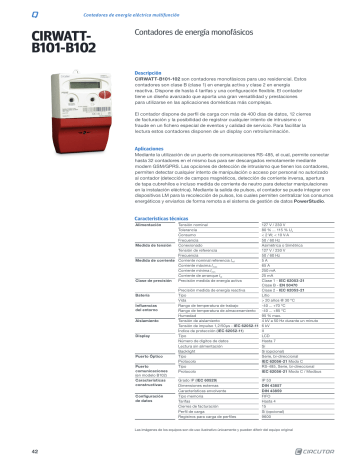 Circutor CIRWATT-B101 Single-phase energy meter Ficha de datos | Manualzz
