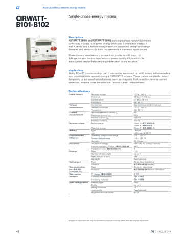 Circutor CIRWATT-B102 Single-phase energy meter Datasheet | Manualzz
