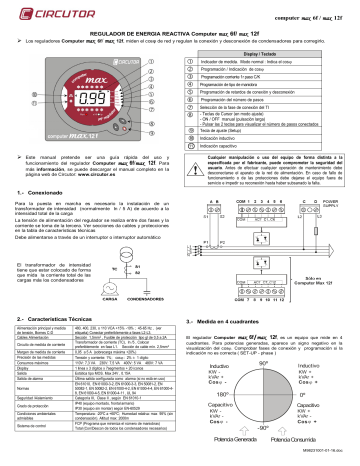 Circutor cMAXF Power Factor regulator Manual de usuario | Manualzz
