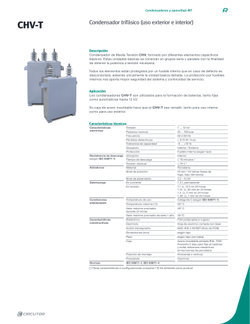 Circutor CHV-T Three-phase MV power capacitor Datasheet | Manualzz
