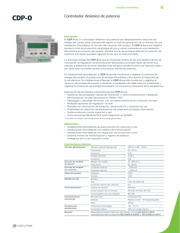 Circutor E51001. Dynamic power controller Ficha de datos | Manualzz