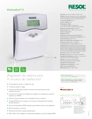Resol DeltaSol E Ficha de datos | Manualzz