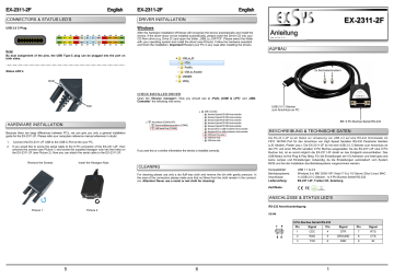 Exsys EX-2311-2F USB 2.0 (C-connector) to 1S Serial RS232 Port Owner's ...