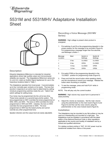 Edwards Signaling 5531M Installation Sheet | Manualzz