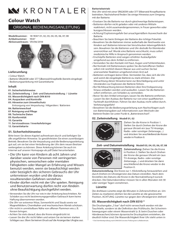 Krontaler 18-9047 Colour Watch Benutzerhandbuch | Manualzz