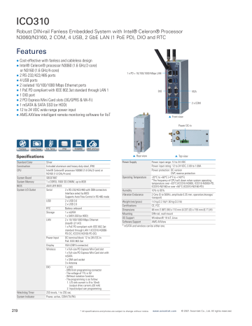 Axiomtek ICO310 DIN-rail Embedded System Datasheet | Manualzz