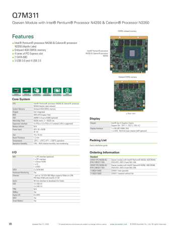 Axiomtek Q7M311 Qseven Datasheet | Manualzz