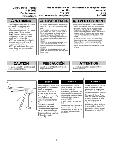 Chamberlain 041C4677 Screw Drive Trolley Kit Instructions | Manualzz