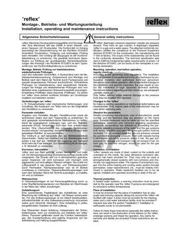 Reflex N Montage-, Betriebs- Und Wartungsanleitung | Manualzz