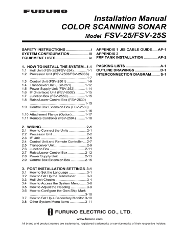 Furuno FSV25, FSV25S Installation Manual | Manualzz