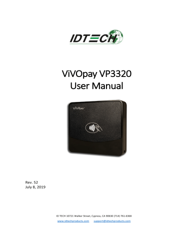 IDTECH ViVOpay VP3320 User Manual | Manualzz