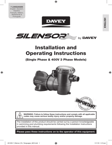 Davey SLS300, SLL250P, SLL300P, SLL200, SLL300, SLL400, SLS100, SLS150 ...