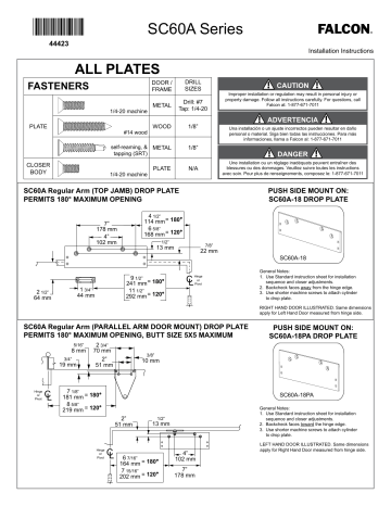 Falcon SC60A Install Instructions | Manualzz